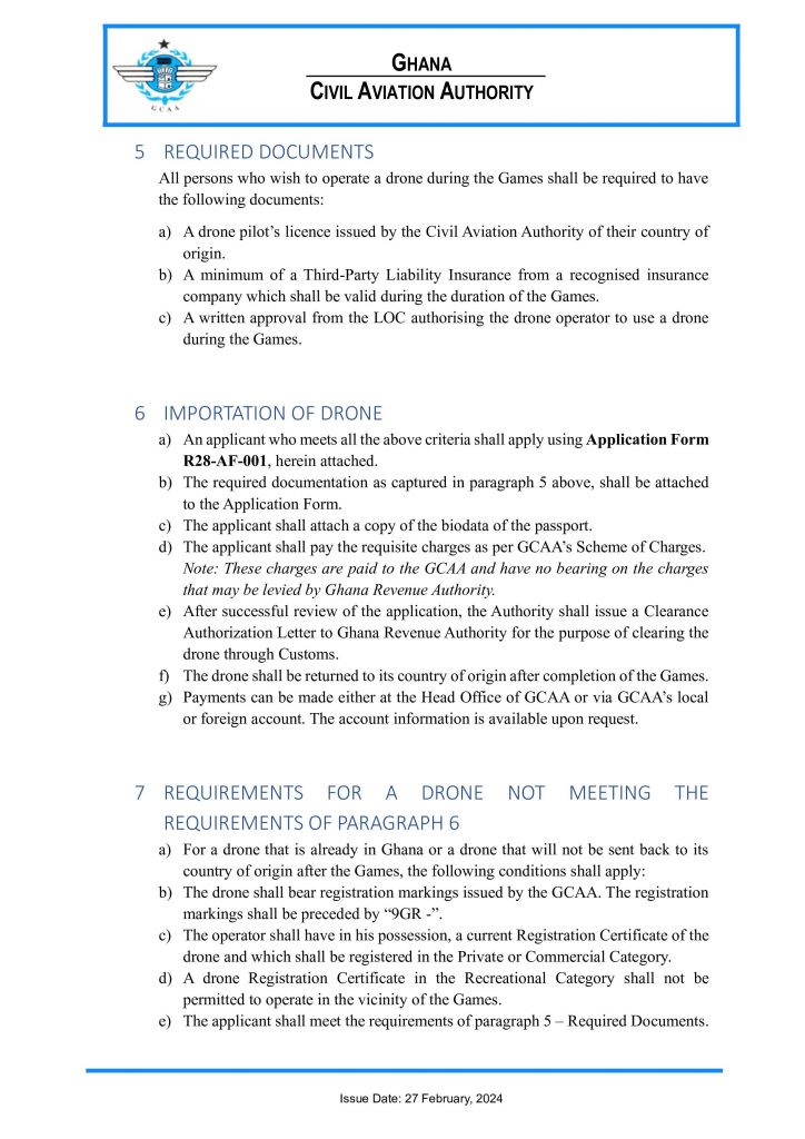 PROCEDURES FOR DRONE USE DURING THE 13TH EDITION OF THE ALL-AFRICA ...
